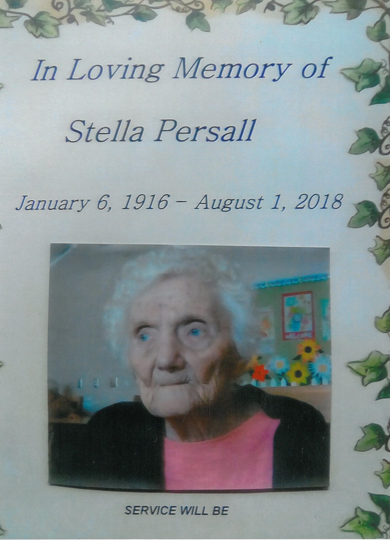 Stella Persall Obituary - Mission, BC