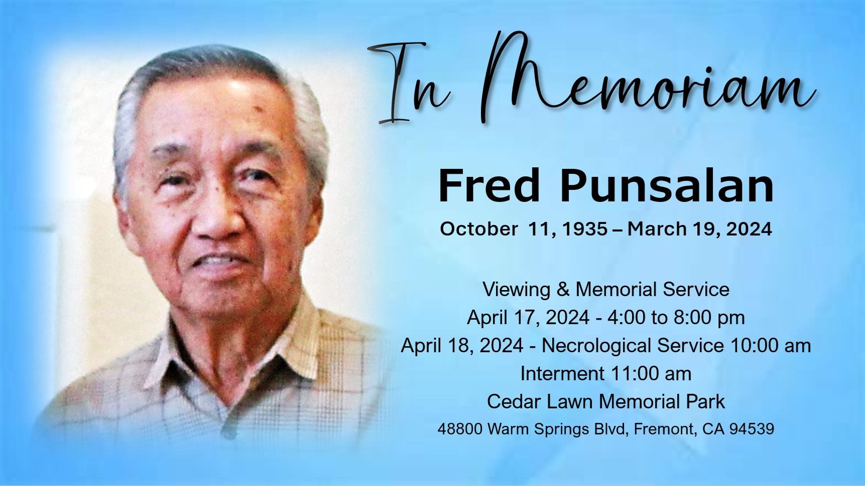 Alfredo Punsalan Obituary - Fremont, CA