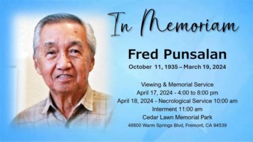 Alfredo Punsalan Obituary - Fremont, CA